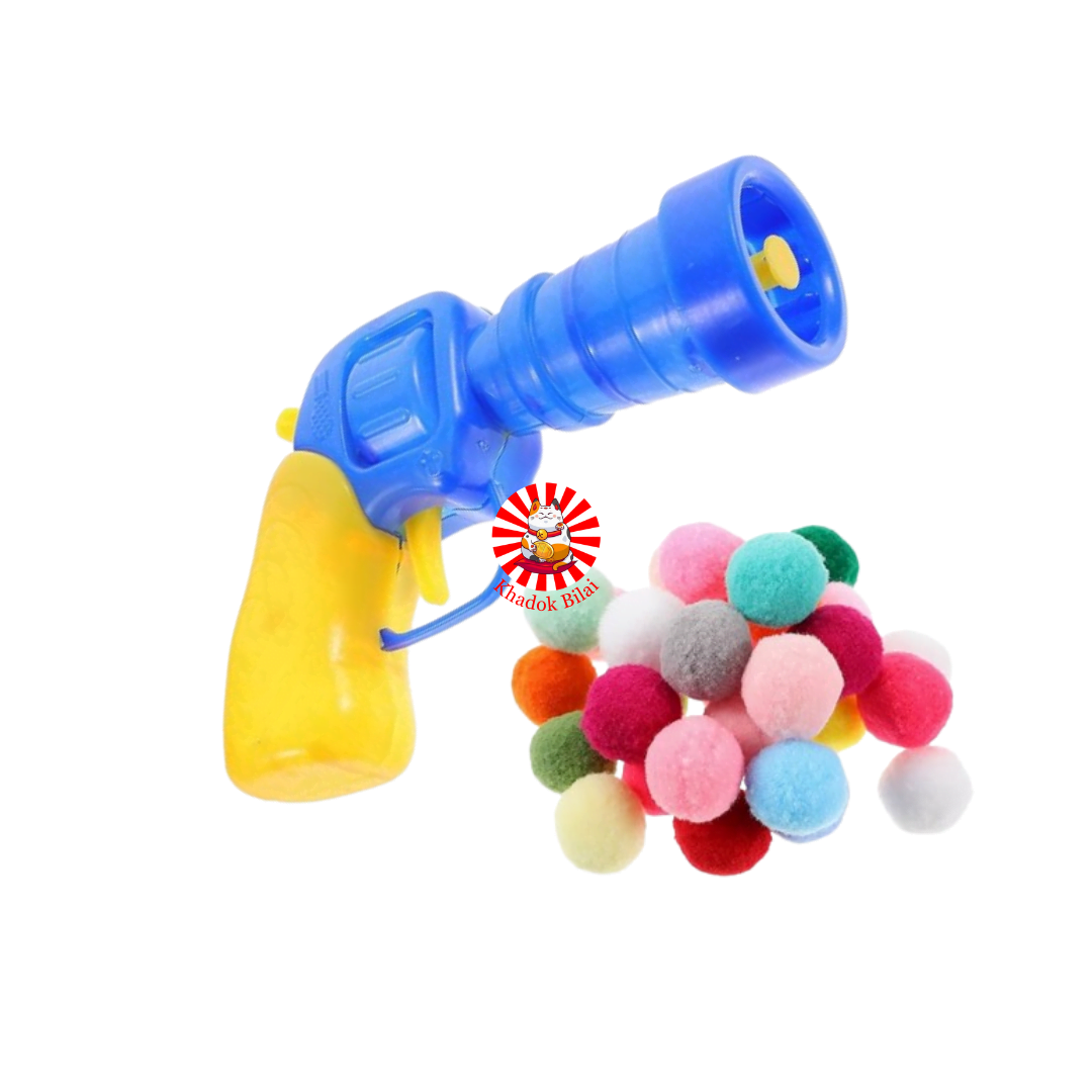 Plush Ball Shooting Toy Gun For Cats & Dogs | 10Pcs - Khadok Bilai